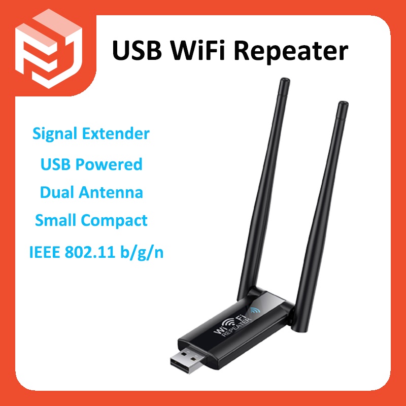 Mini USB WiFi Repeater Dual Antenna WiFi Extender 300Mbps Signal ...
