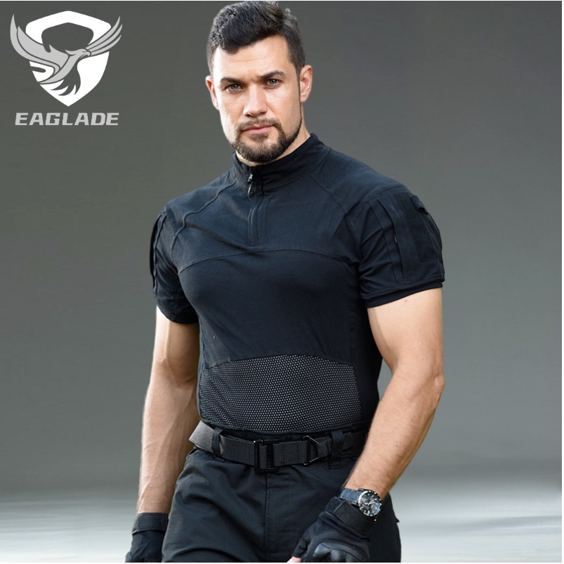 Eaglade Tactical Frog T-Shirt Men In Black Short Sleeves Stretchable ...
