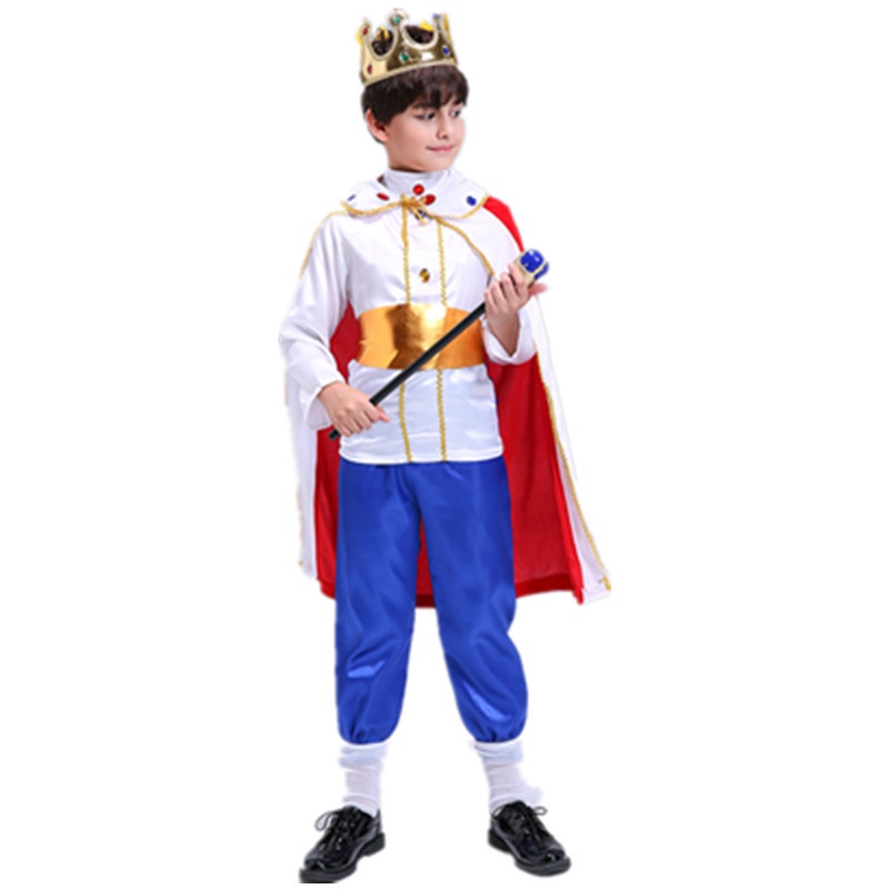 Boys Prince King Cosplay Costume Cloak Scepter Set Halloween Theme ...