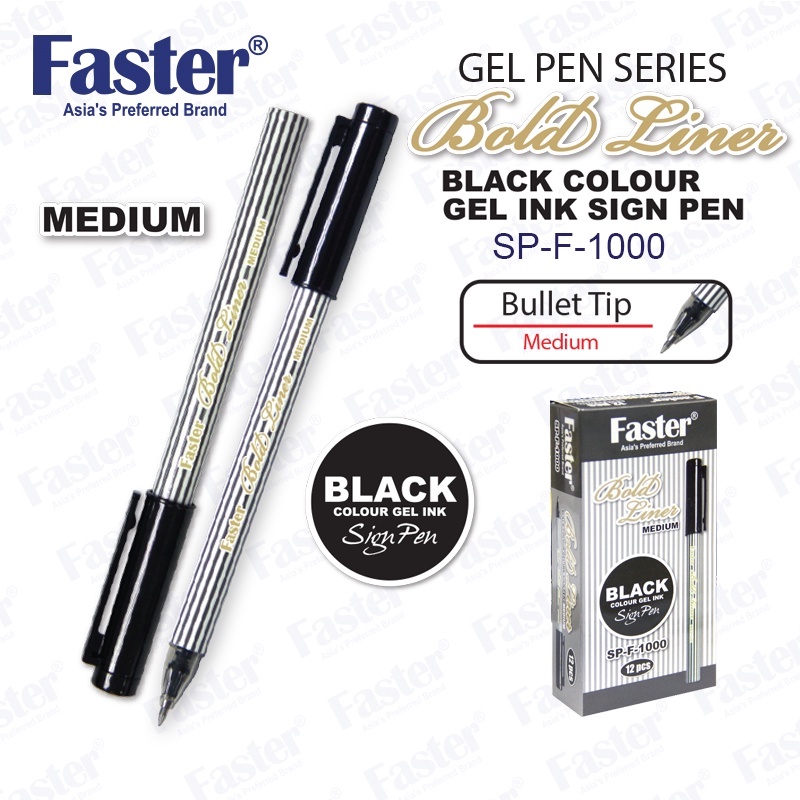 Faster SP-F-1000 Sign Pen Bold Liner Black Gel Ink 1.0mm ( 1PCS ...