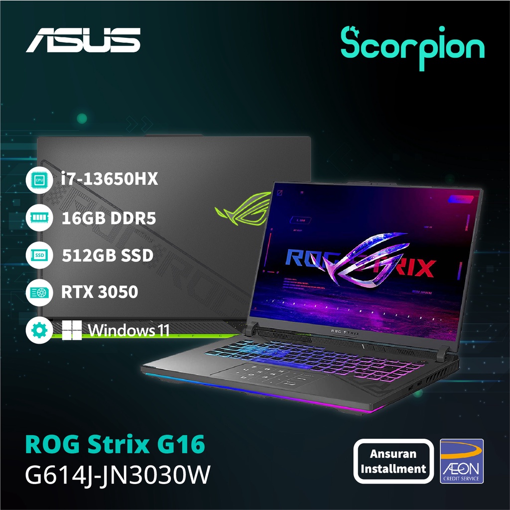 Asus ROG Strix G16 G614J-JN3030W Gaming Laptop（Aeon Credit Services-36 ...