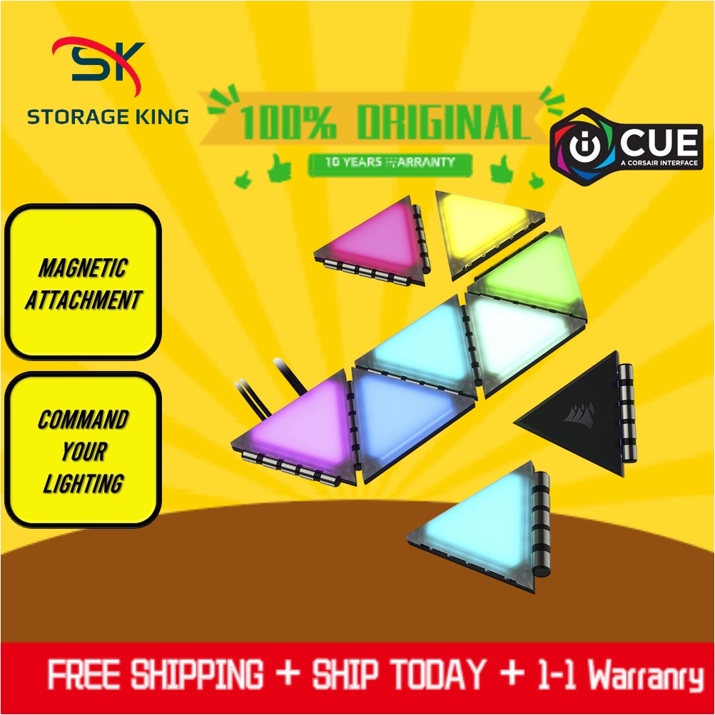 CORSAIR iCUE LC100 RGB LED PC Case Accent Mini Triangle Lighting Panels ...