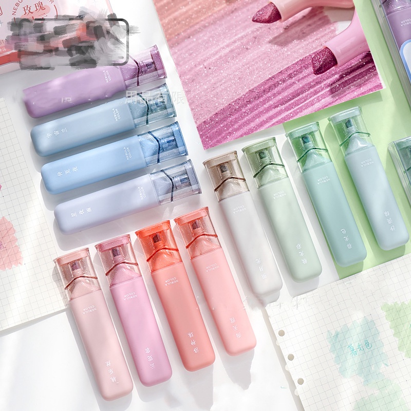 4pcs/set Morandi Color Marker Glitter Highlighter Flexible Line Width ...