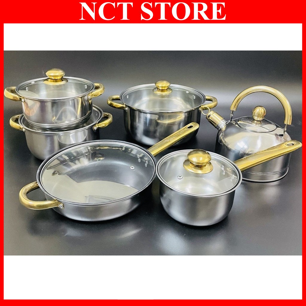 12pcs Stainless Steel Cookware with kettle | Shopee Malaysia