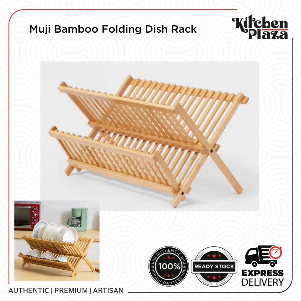 Muji Style Bamboo Folding Dish Rack 2-Tier | Shopee Malaysia