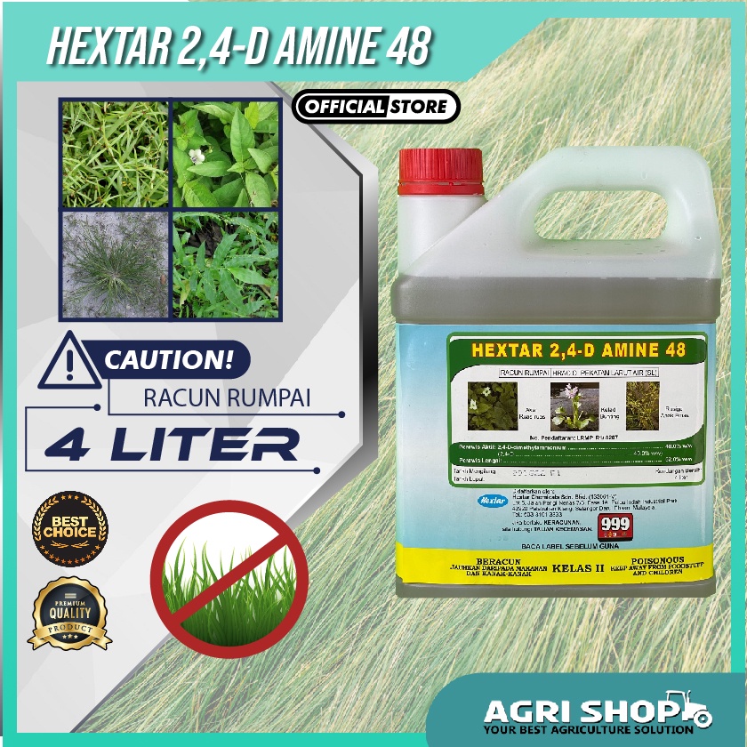 Agrishop 4 Liter Hextar 2,4-D Amine 48 Herbicide Racun Rumpai | Shopee ...