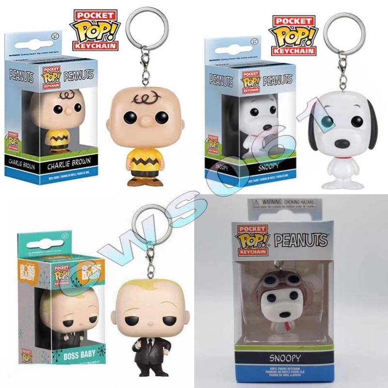 FUNKO POP Peanuts Pocket Keychain Charlie Brown/Snoopy/Boss Baby Action ...