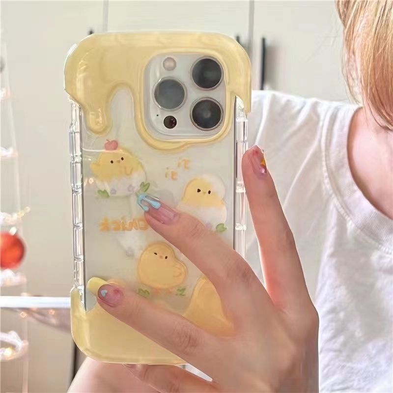 Cartoon Cute Chicken Yellow Ice Cream Phone Case Compatible for IPhone ...