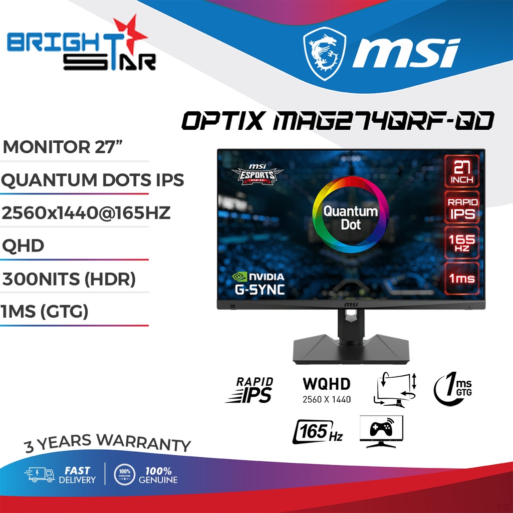 MSI 27" MSI OPTIX MAG274QRF-QD G274QPF-QD GAMING MONITOR/27" QUANTUM ...