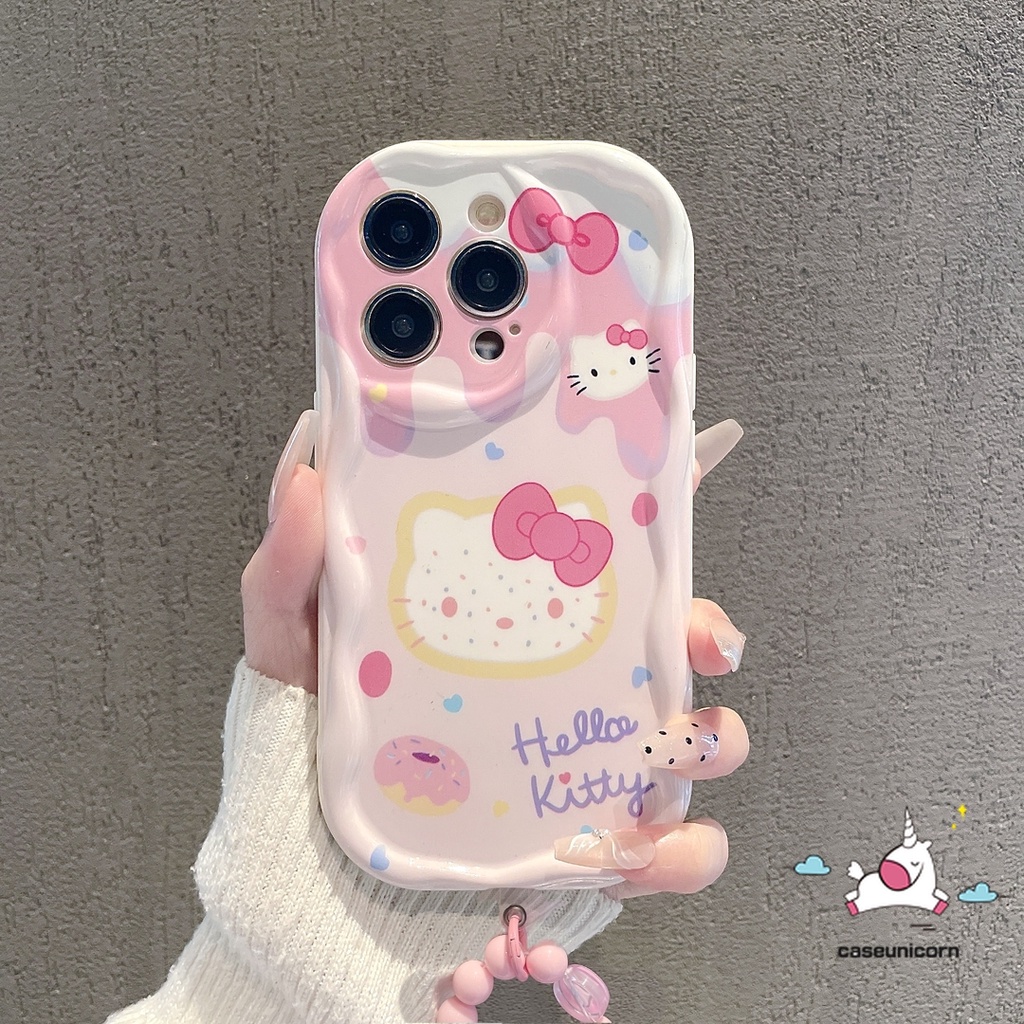 Cute Hello Kitty Phone Stand Bow Pink Donut Phone Case Compatible for ...