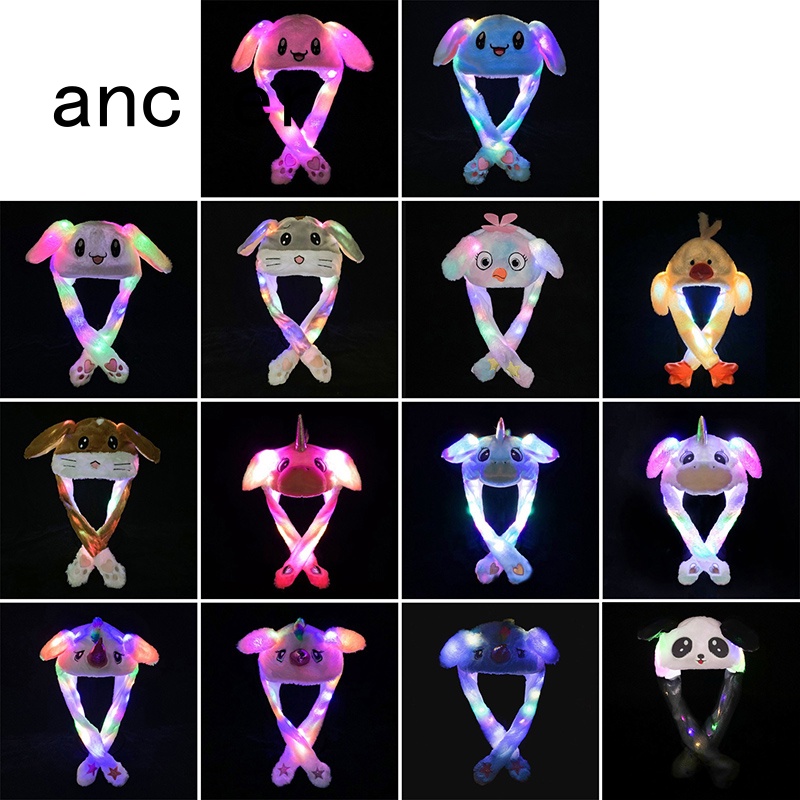 ancier Glowing Cute Bunny Ears Hat Jumping Rabbit Hat Funny Ear Moving ...