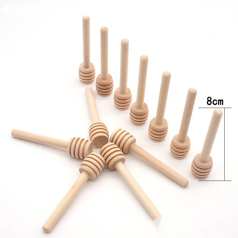 1pc Wooden Honey Stick 8cm Mini Wood Honey Stir Bar Wooden Honey Dipper ...