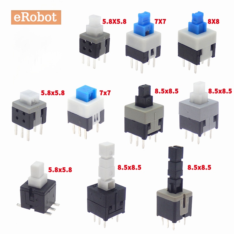 10Pcs 5.8x5.8 7x7 8x8 8.5x8.5mm Non-Self-Locking / Self-Locking Switch / UNlock Push 6 Pin ...