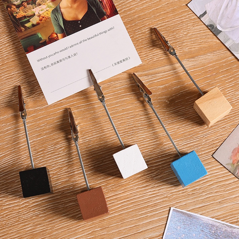 Creative Multicolor Mini Wooden Vertical Clips Desktop Postcard Note ...