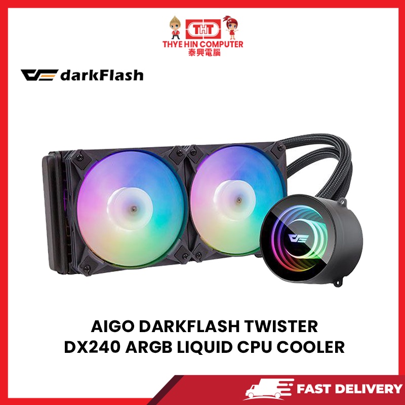 AIGO DARKFLASH TWISTER DX240 ARGB ALL IN ONE 240MM LIQUID CPU COOLER ...