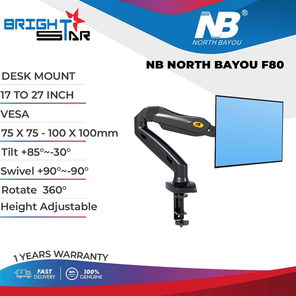 NB NORTH BAYOU F80 17 TO 30 INCH GAS STRUT MONITOR / TV / DESKTOP BRACKET HOLDER MOUNT | Shopee ...
