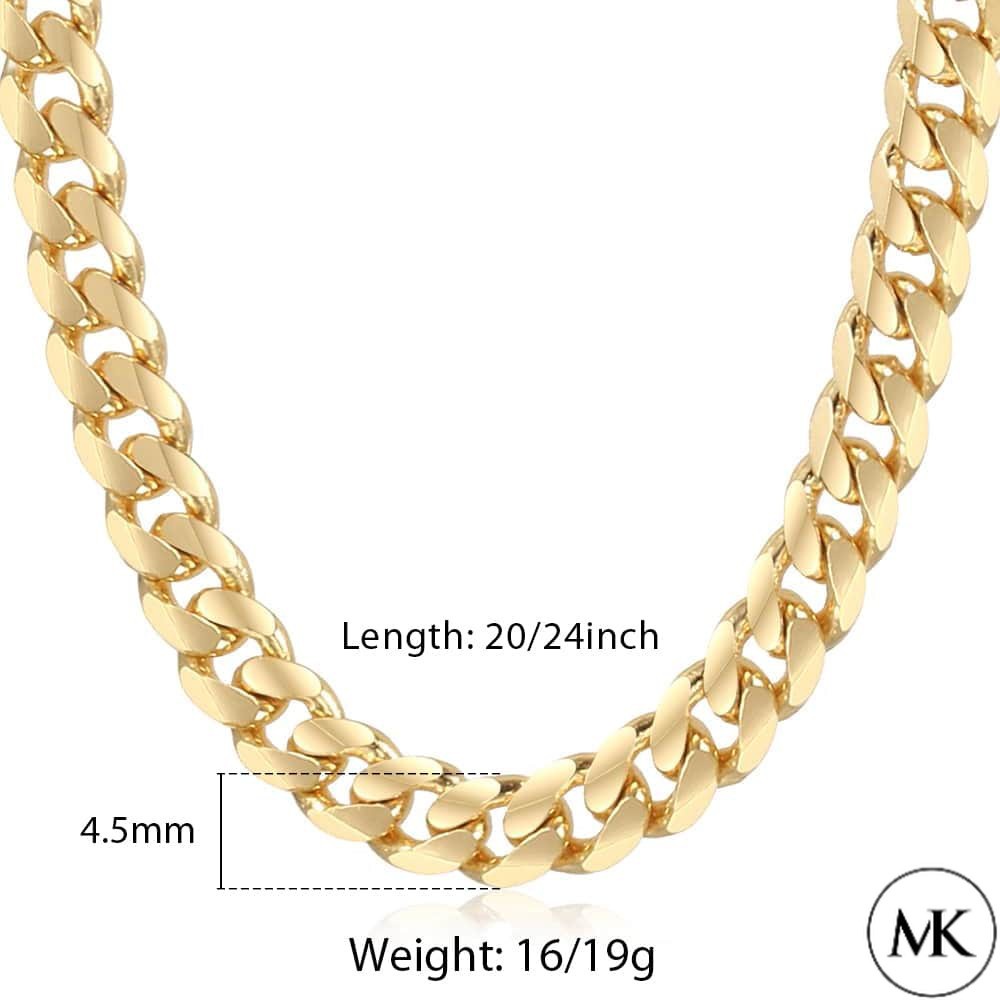 MK Trendsmax Men's Cuban Link Chain Necklace Gold Filled Chain Necklace ...