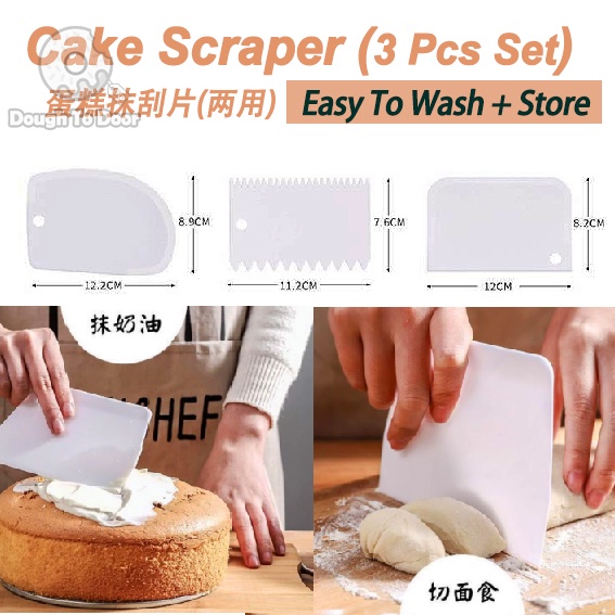 3Pcs Cream Scraper Kek DIY Kitchen Straight Arc Tooth Shape Cream Bread ...