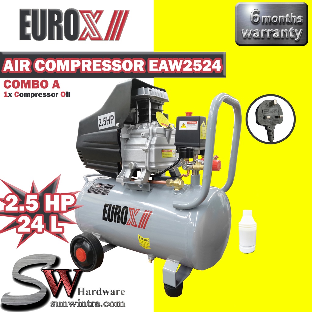 EUROPOWER EUROX 2.5HP / 24L AIR COMPRESSOR EAW2524/EAW 2524 | Shopee Malaysia