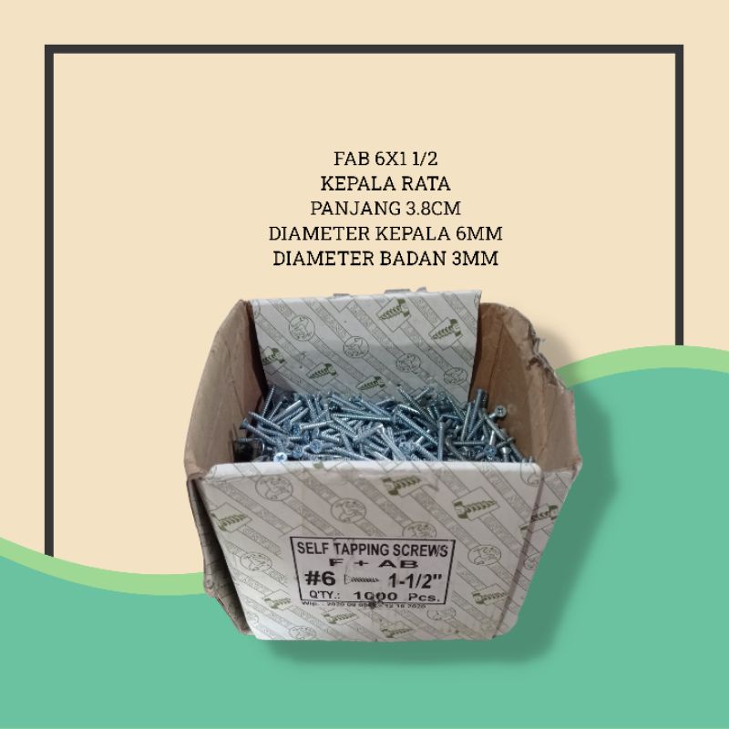 Lion SCREW FAB 6 X 1 1/2 Self Tapping Screws FLAT HEAD CONTENTS 100 PCS | Shopee Malaysia