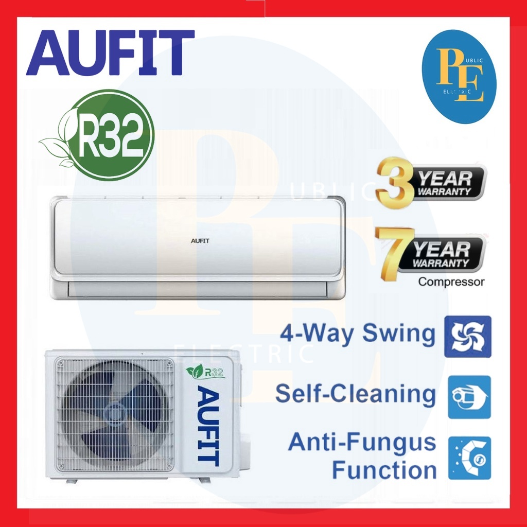 Aufit R32 Non Inverter Air Conditioner 1.0HP / 1.5HP - ASW-09U4/FLR3-MY ...