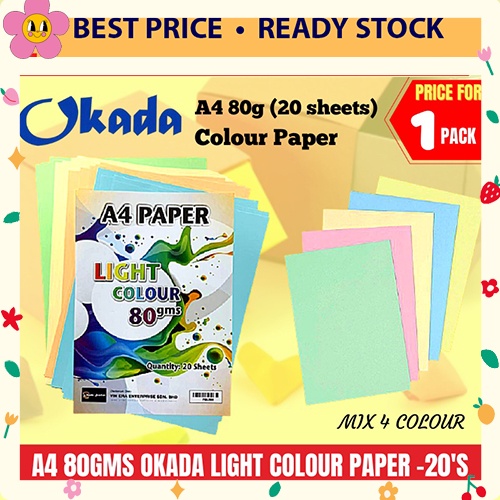 Local Ready Stock A4 Light Colour Paper - 20pcs / Kertas Warna / A4 ...