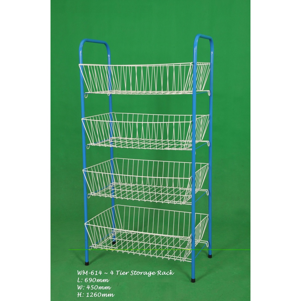 WM614 ~ 4 Tier Storage Rack/ Rak Besi 4 tingkat/Metal Rack | Shopee ...