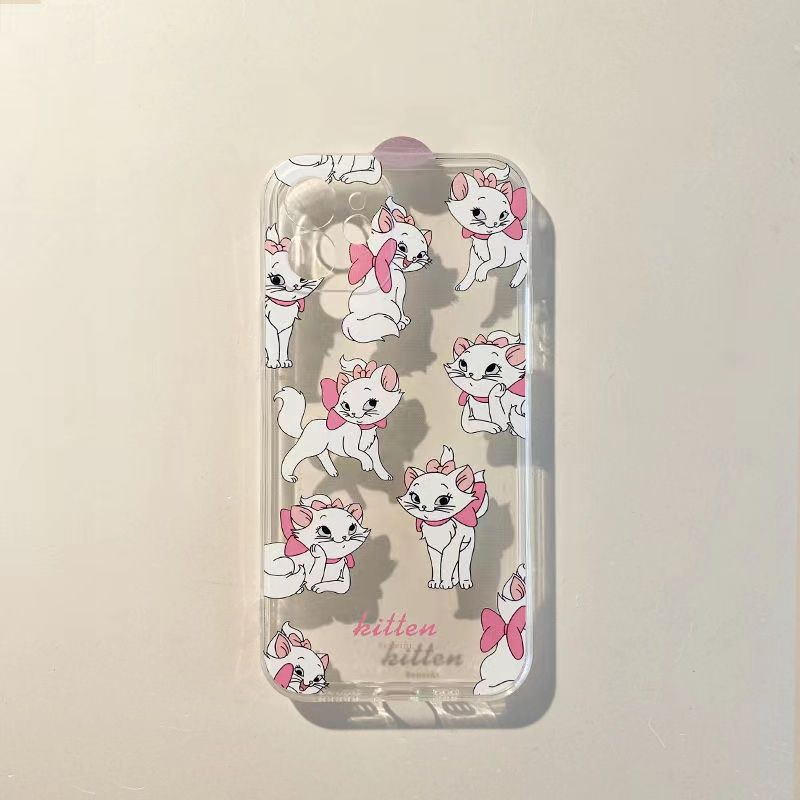 Cute Pink Mary Cat Case Compatible for iPhone 17 16 15 14 13 12 Pro Max ...
