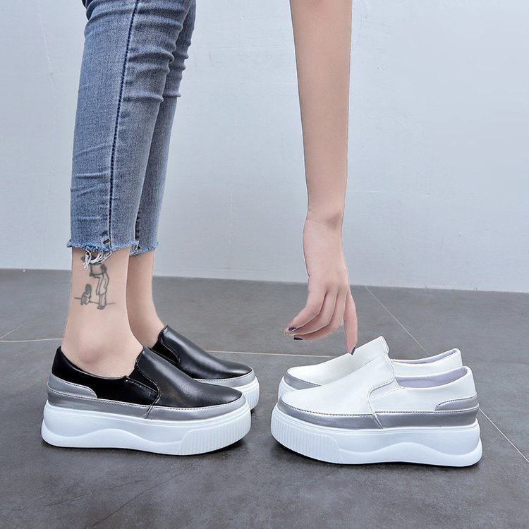 Thick-soled White Shoes Inner Heightening Loafers Summer Autumn Style ...