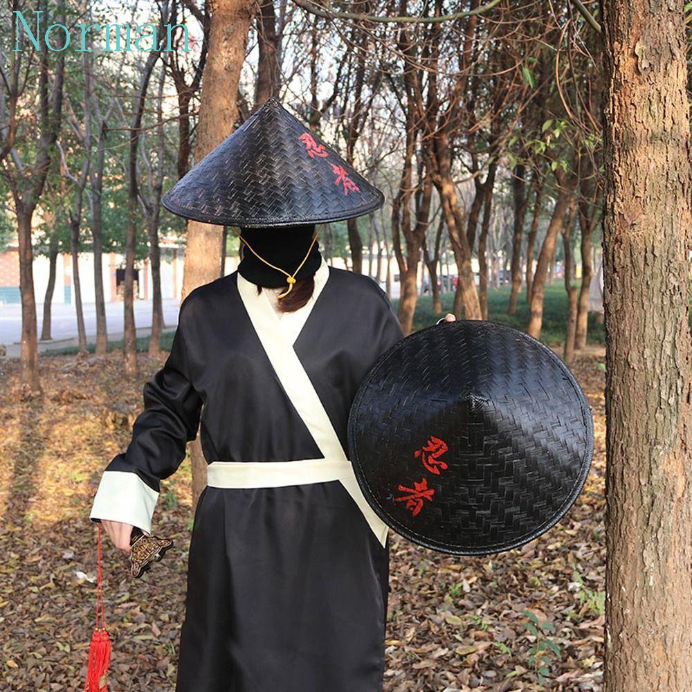 NORMAN Bamboo Rattan Hats Punk Summer Hat Caps Outdoor Cone Weave Straw ...