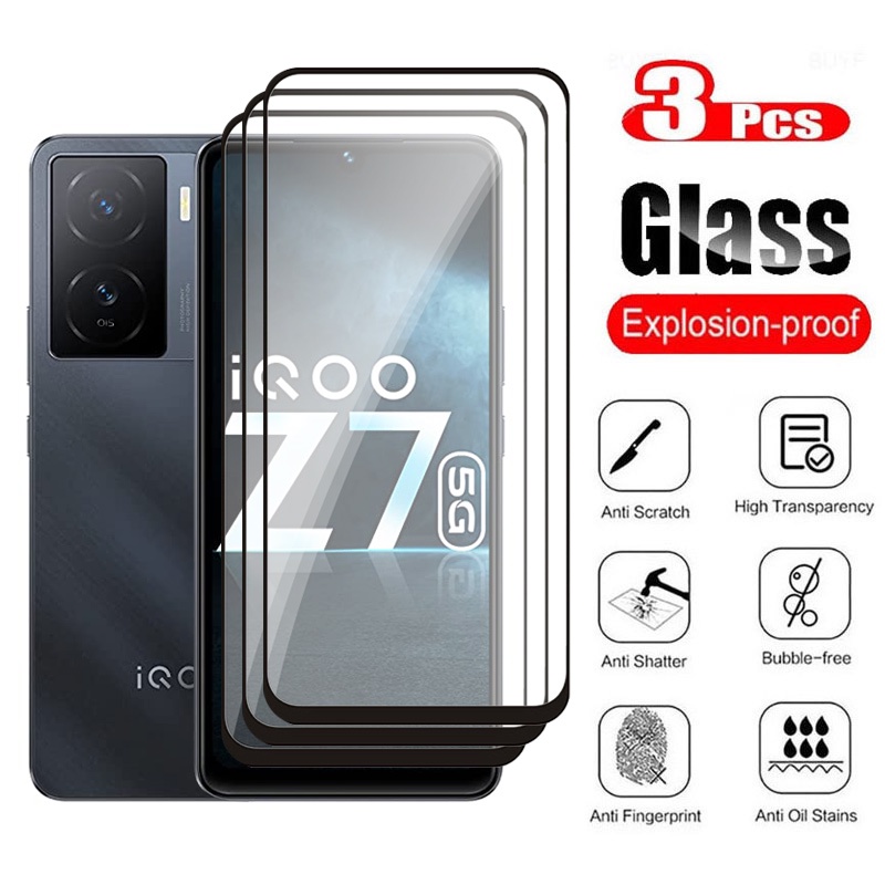 3-1 PCS Tempered Glass for Vivo iQOO Z7 Z7X Z9X Z9 Turbo + 13 5G Phone Screen Protector Glass ...