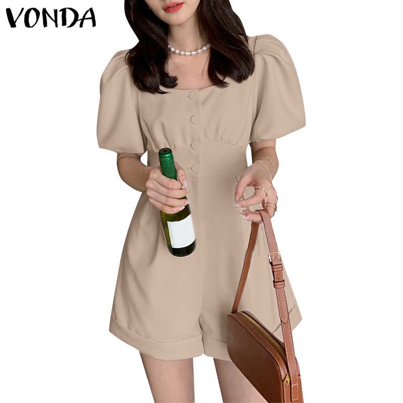 Vonda Women Korean Girls Round Neck Puff Sleeves Loose And Versatile