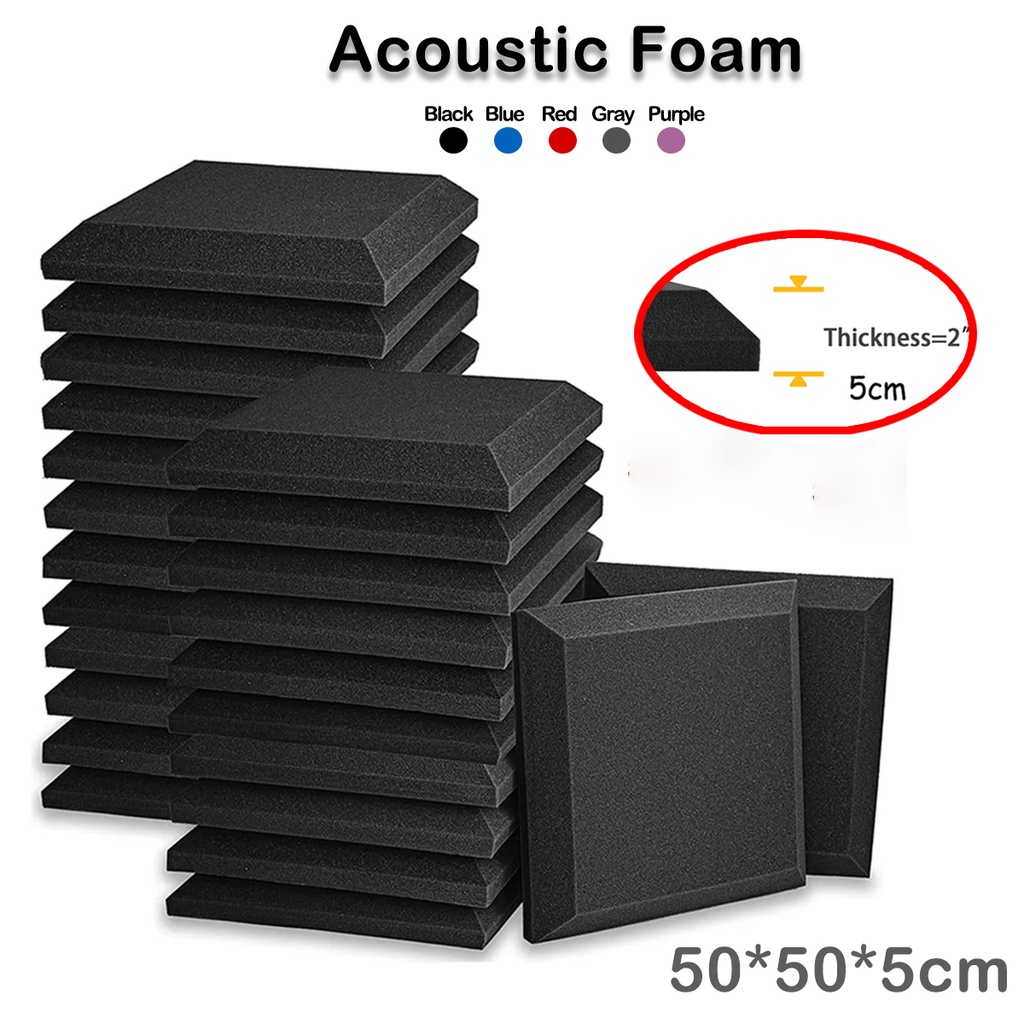 8Pcs 50x50x5cm Studio Acoustic Foam Panels Soundproof Sponge Pad Square ...