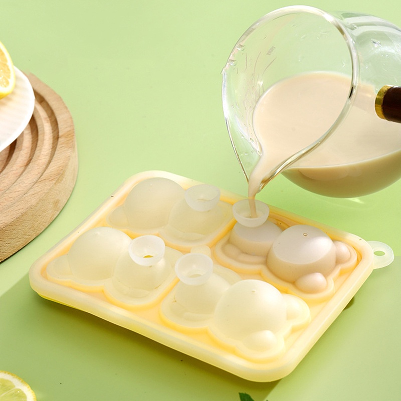 Food Grade Silicone Bear Ice Mold 4 Grid 3D Little Teddy Bear Shape Ice ...