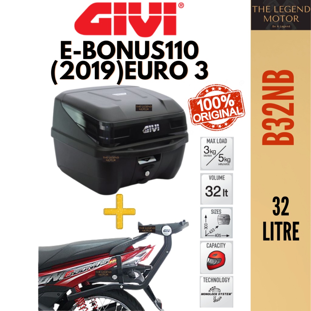 SYM EBONUS110 (2019) EURO 3 E BONUS 110 EBONUS GIVI HRV HEAVY DUTY MONORACK MONO RACK J TAPAK ...