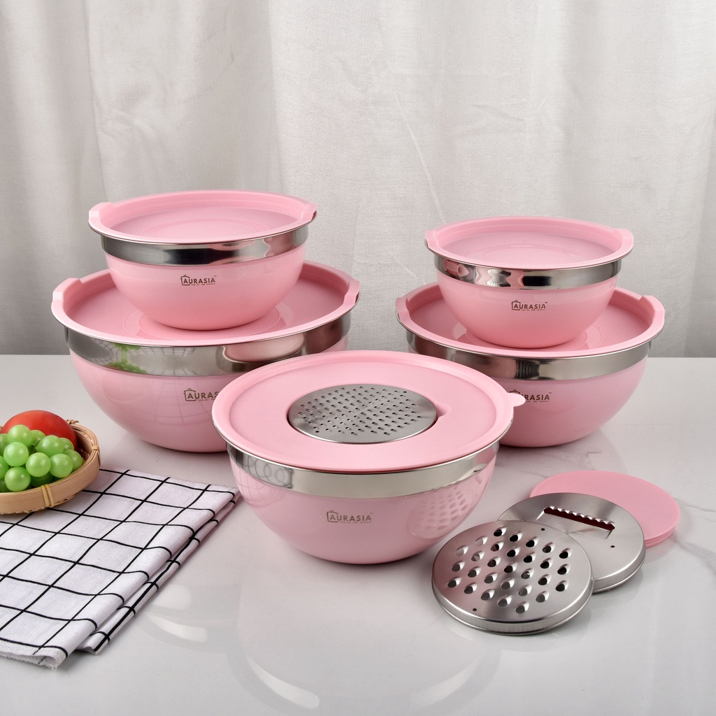 (NEW) Aurasia 5pcs Classy Mixing Bowl set (PINK) | Shopee Malaysia