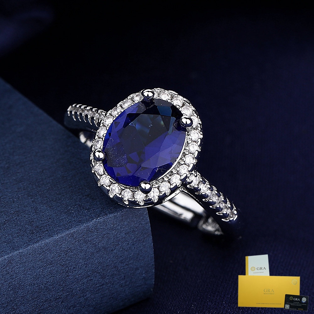 [with Gra Certificate] Ocean Heart Sapphire Ring Simple Classic Blue ...