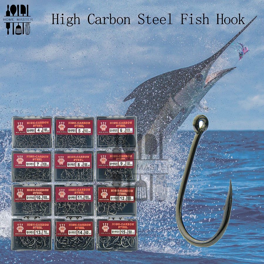 Mata Kail 100pcs High Carbon Steel Barbed Fishing Hook Hole jig head ...