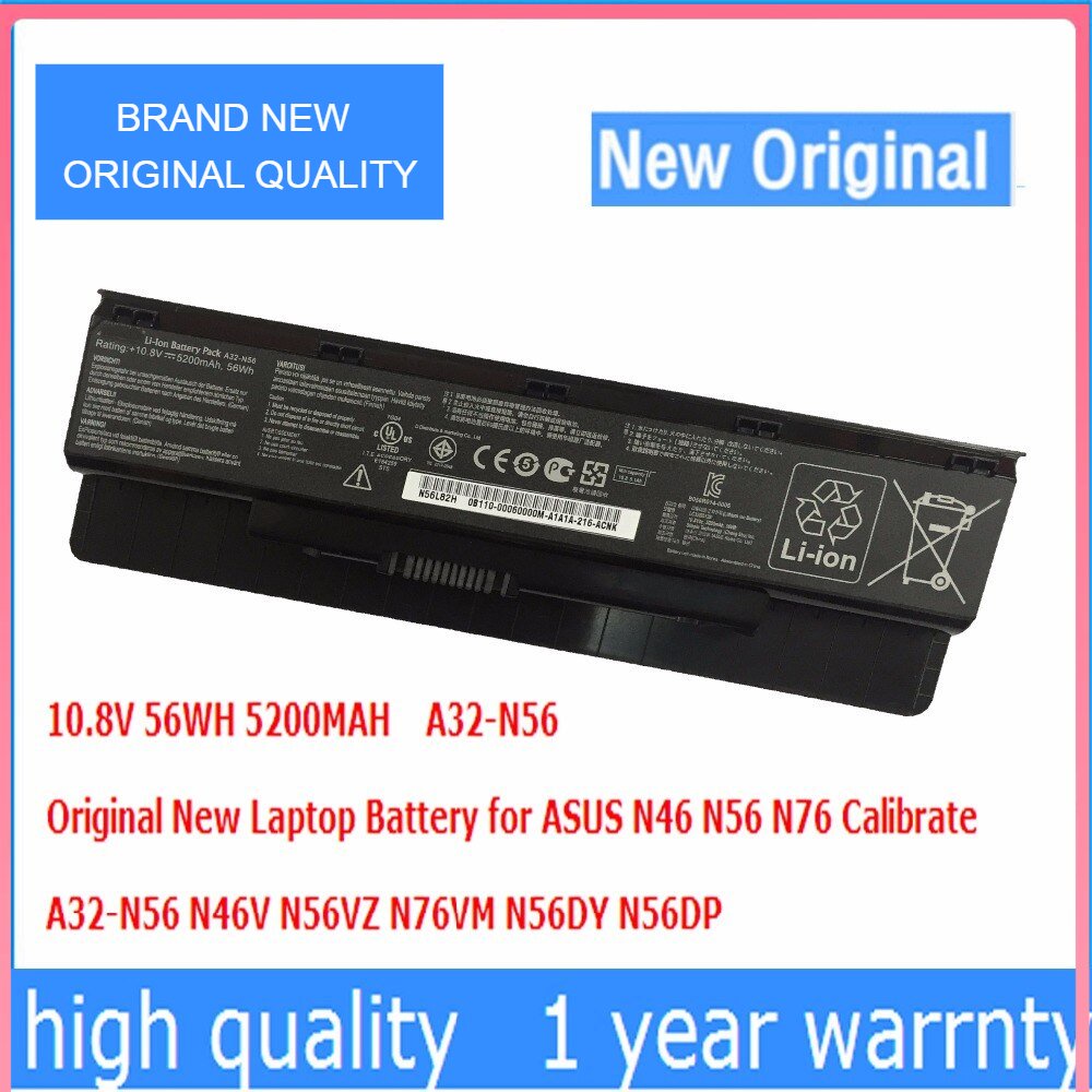 A32-N56 Laptop Battery for ASUS N46 N56 N76 Calibrate N46V N56VZ N76VM ...