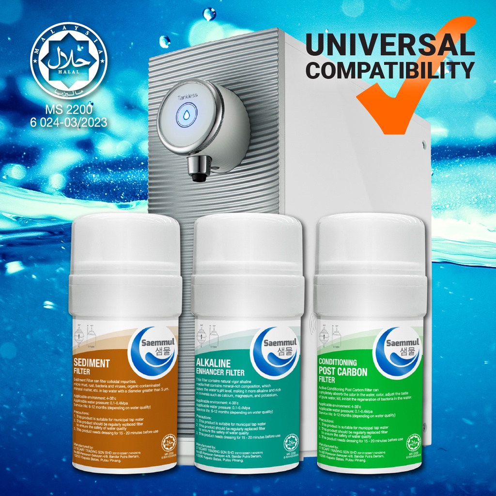 SAEMMUL 4”U TYPE ALKALINE WATER FILTER SET COMPATIBLE FOR CUCKOO SK ...