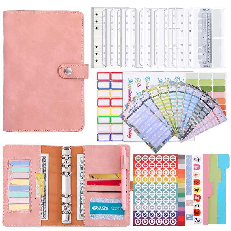 Binder Budget Planning Notebook Set - A6 Binder DIY Planner PU Leather ...
