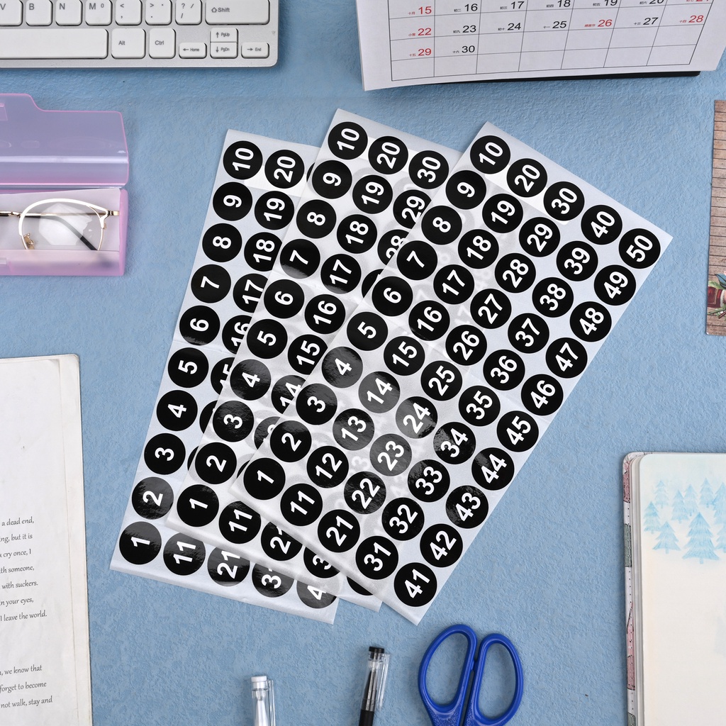 1-50 Waterproof Number Flow Sticker Label Numbering PVC Stickers ...