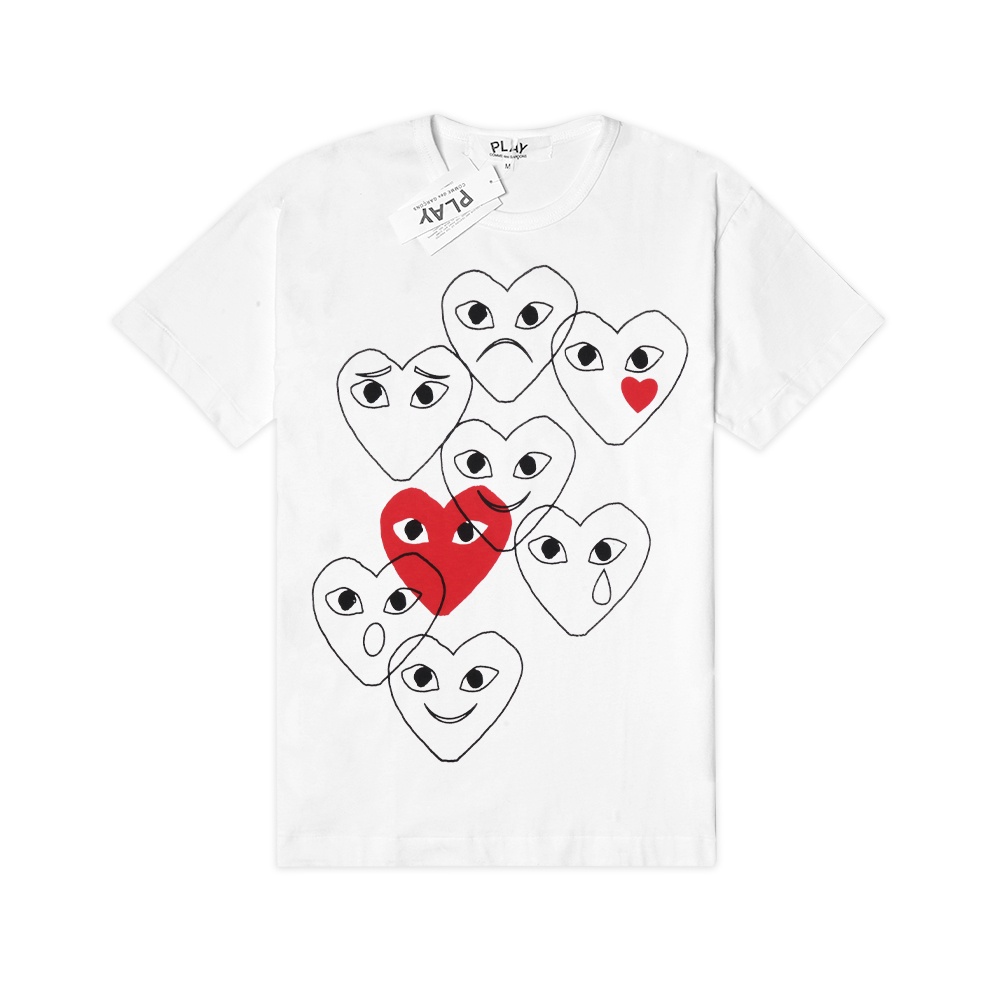 Cdg Play Multiple Emoticon Hearts Logo T-Shirt | Shopee Malaysia
