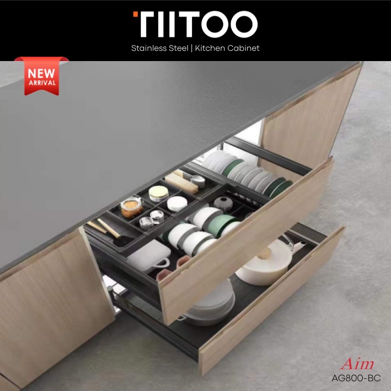 [TIITOO] Aluminium Pull Out Dish Rack / Pull Out Basket / Kitchen Drawer / Laci Kabinet / AG800 ...