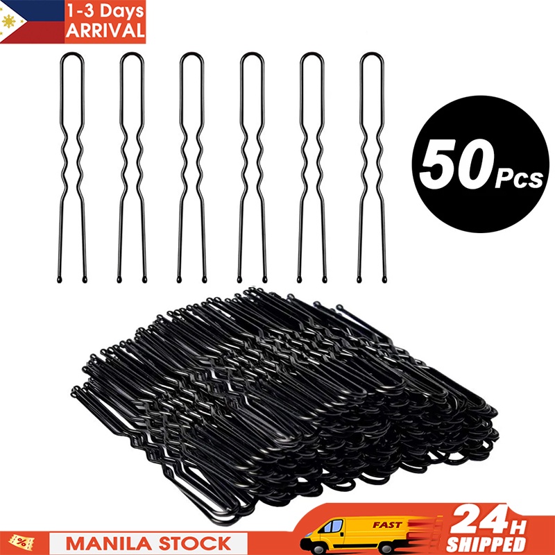50 Pcs Women Basic U Shaped Meta Hair Pins, Invisible Hair Styling ...