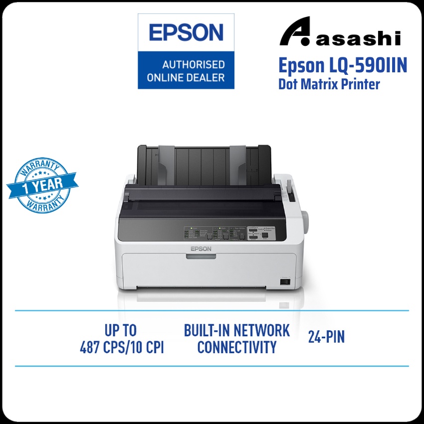 Epson LQ-590IIN Dot Matrix Printer - 24-pin, 80 columns, 487cps (high ...
