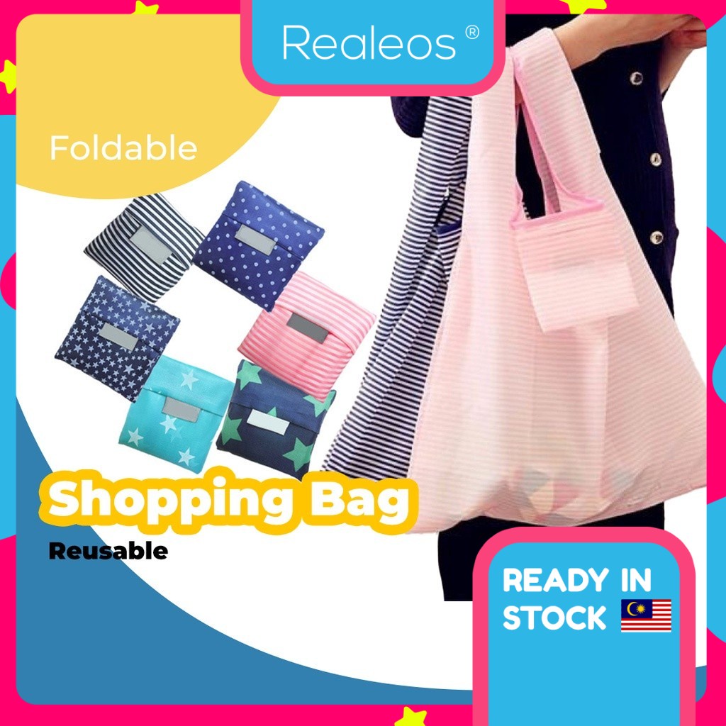 Realeos Folding Shopping Bag Eco Bag Simple Save Earth Travel Tote ...