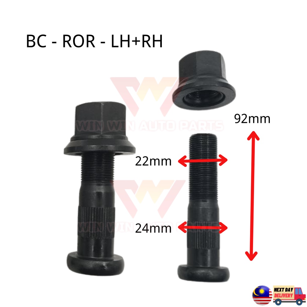 Trailer ROR Belakang/Rear Wheel Bolt Hub Bolt With Nut With Washer Nut ...