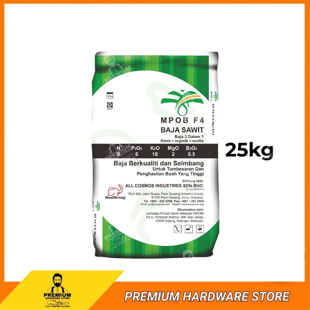 REAL STRONG MPOB F4 9-6-18-2+TE 25kg Bio-Chemical Fertilizer for Oil ...