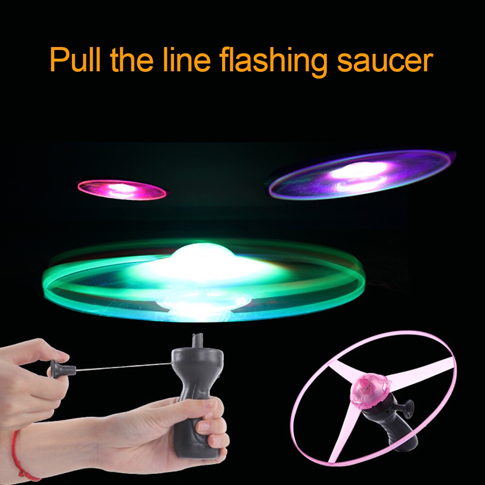 1Pcs Colorful Funny Pull String Led Light Up Flying Saucer Flash ...
